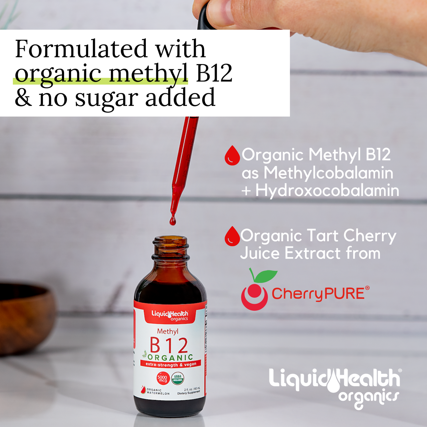 Liquid Health Organic Vegan Methyl B12 Drops 5000mcg