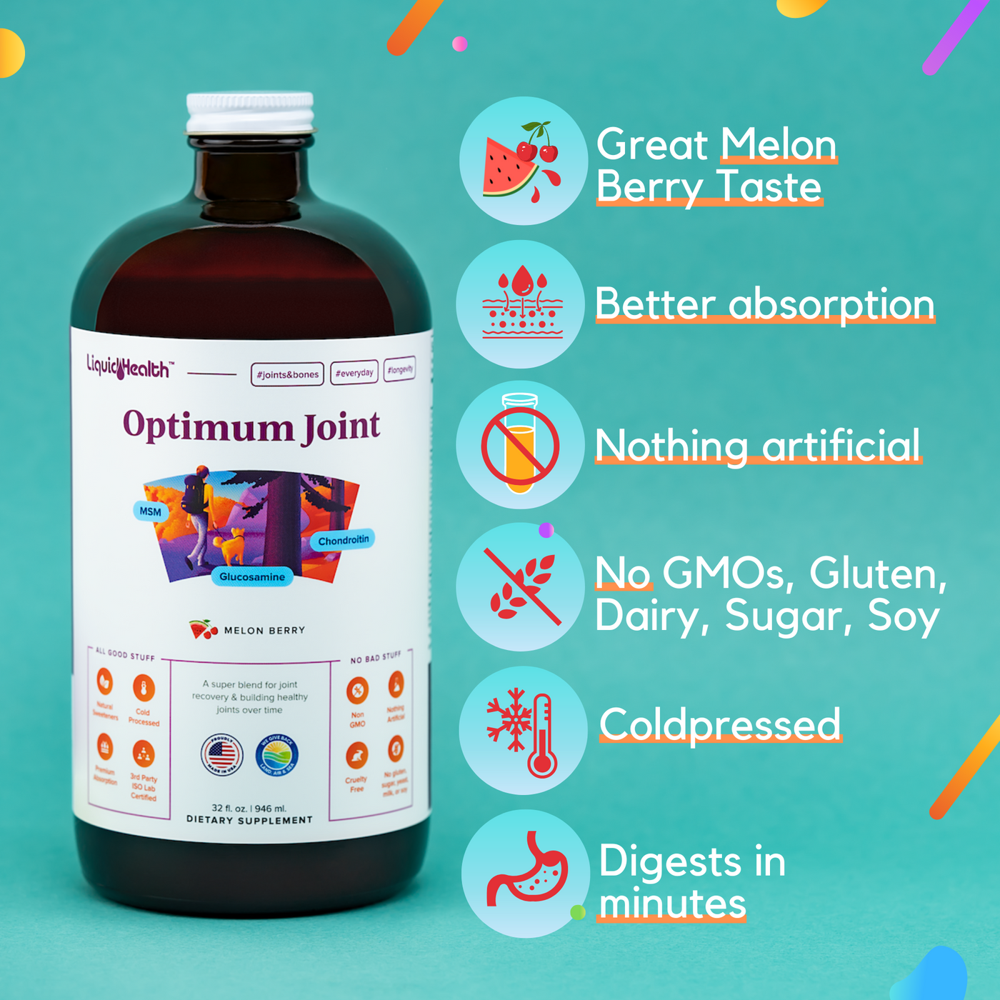 Buy Optimum Joint Liquid Glucosamine Chondroitin Supplement — Liquid Health